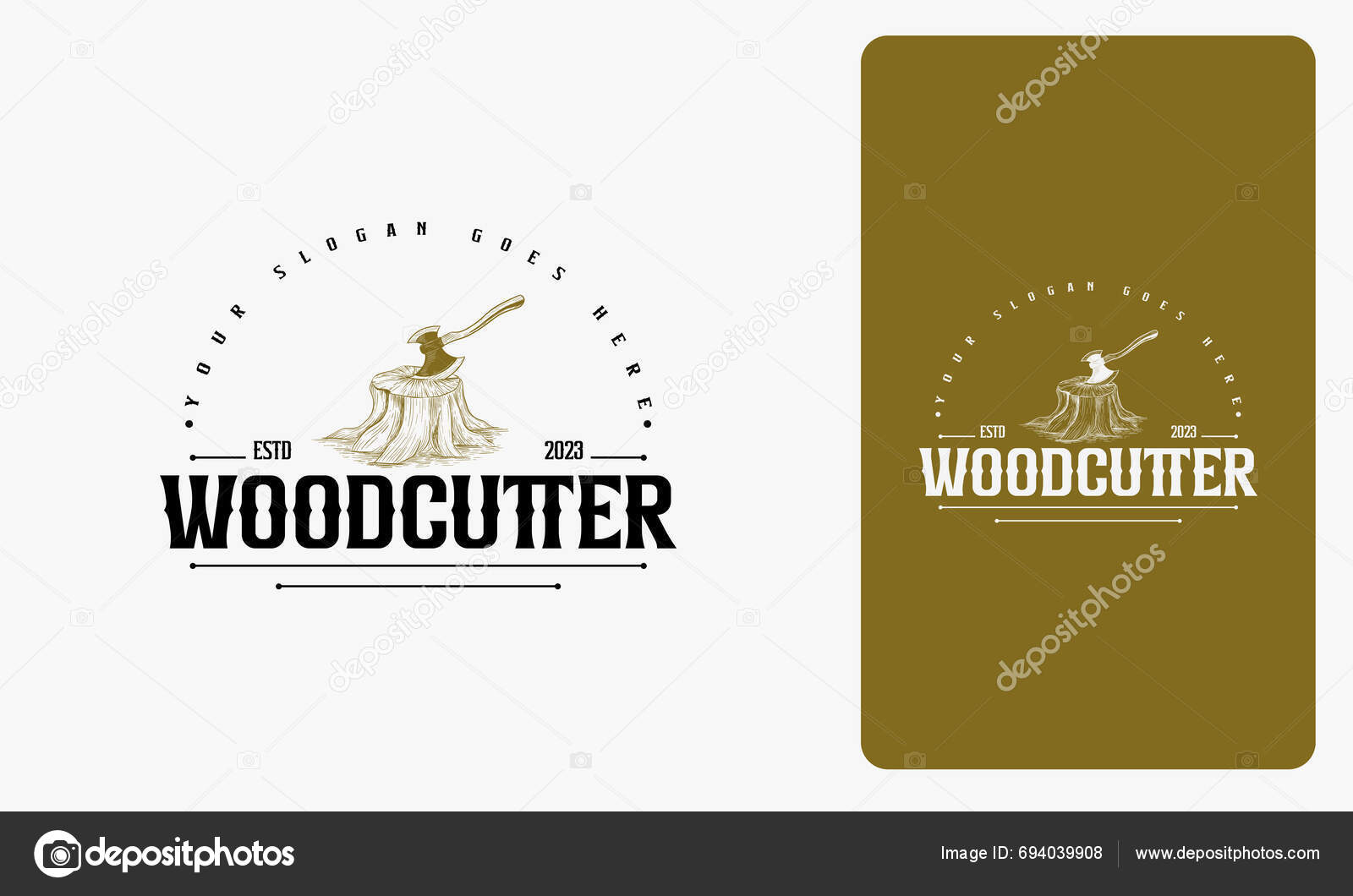 Lumberjack Logo Design Vintage Style Axe Tree Cutting Logo Illustration ...
