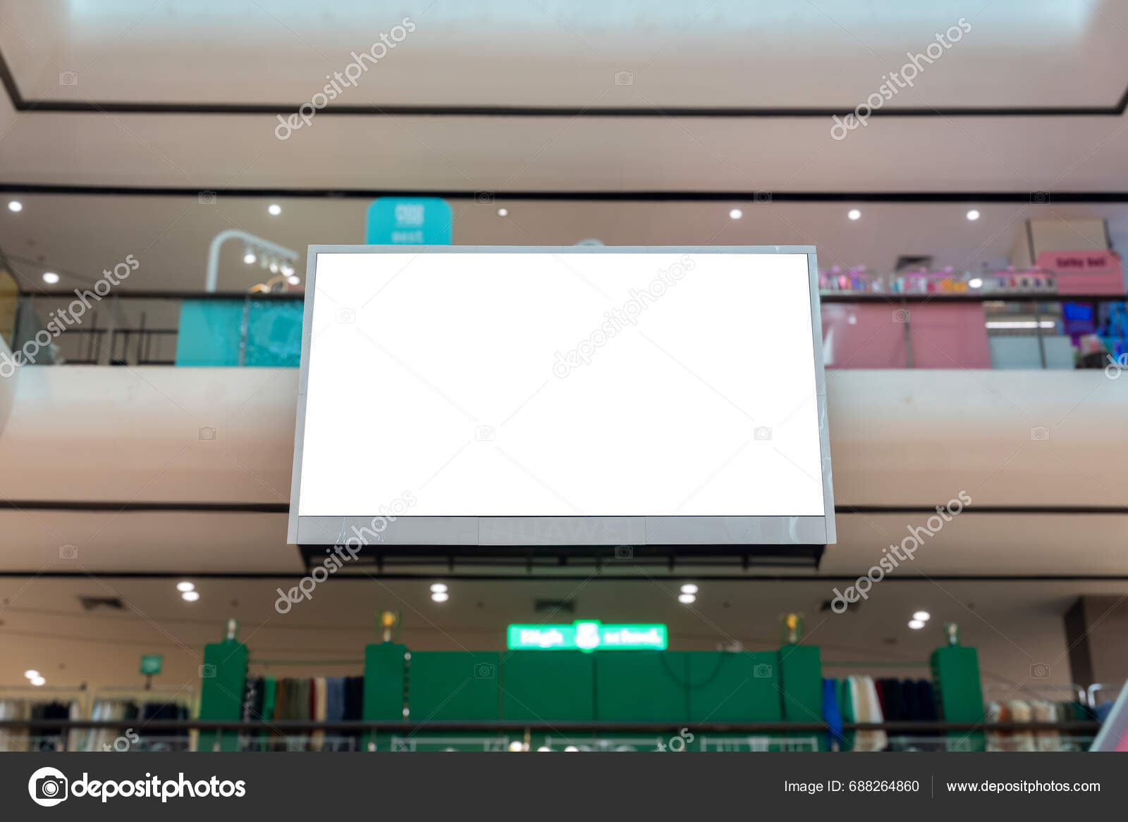 White Projection Screen Hanging Ceiling Building Interior Image Perfect ...