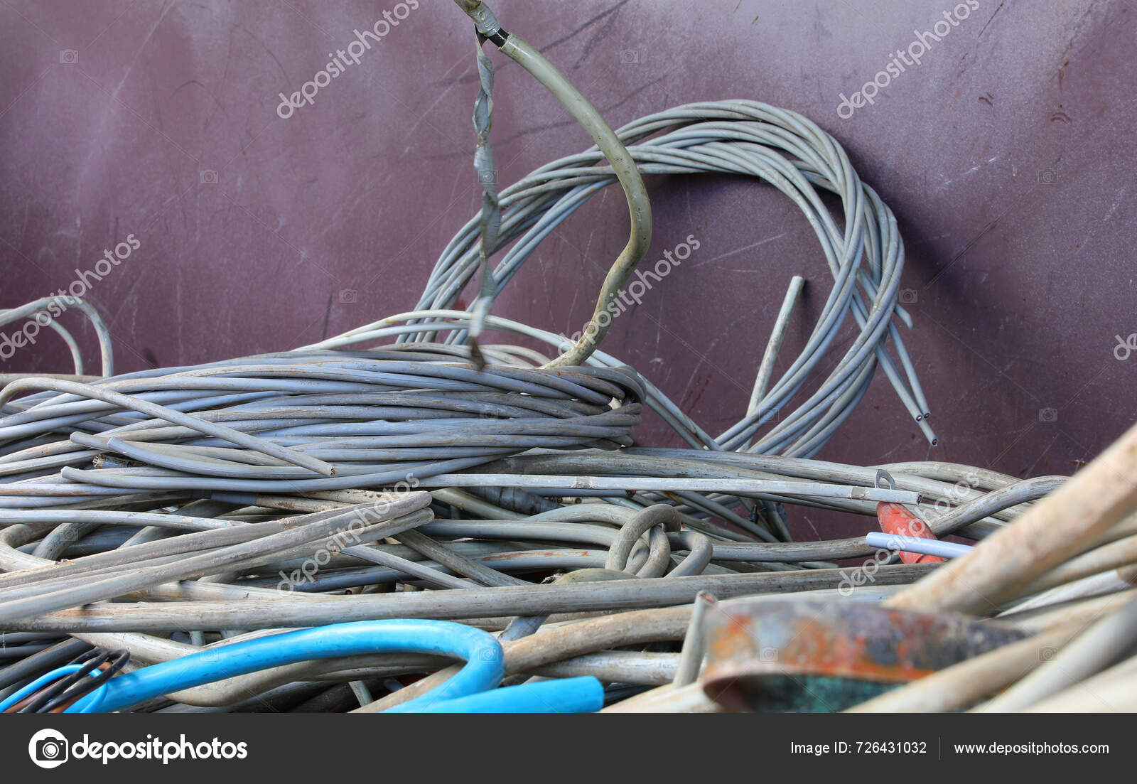 Copper Electrical Cable Remnants Discarded Placed Designated Recycling ...