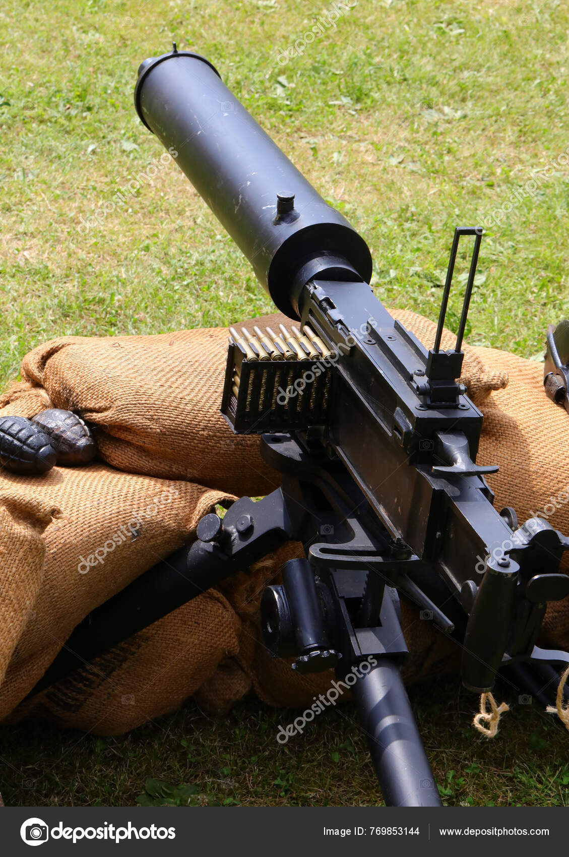 Antique Machine Gun Used Italian Army Soldiers World War Historical ...