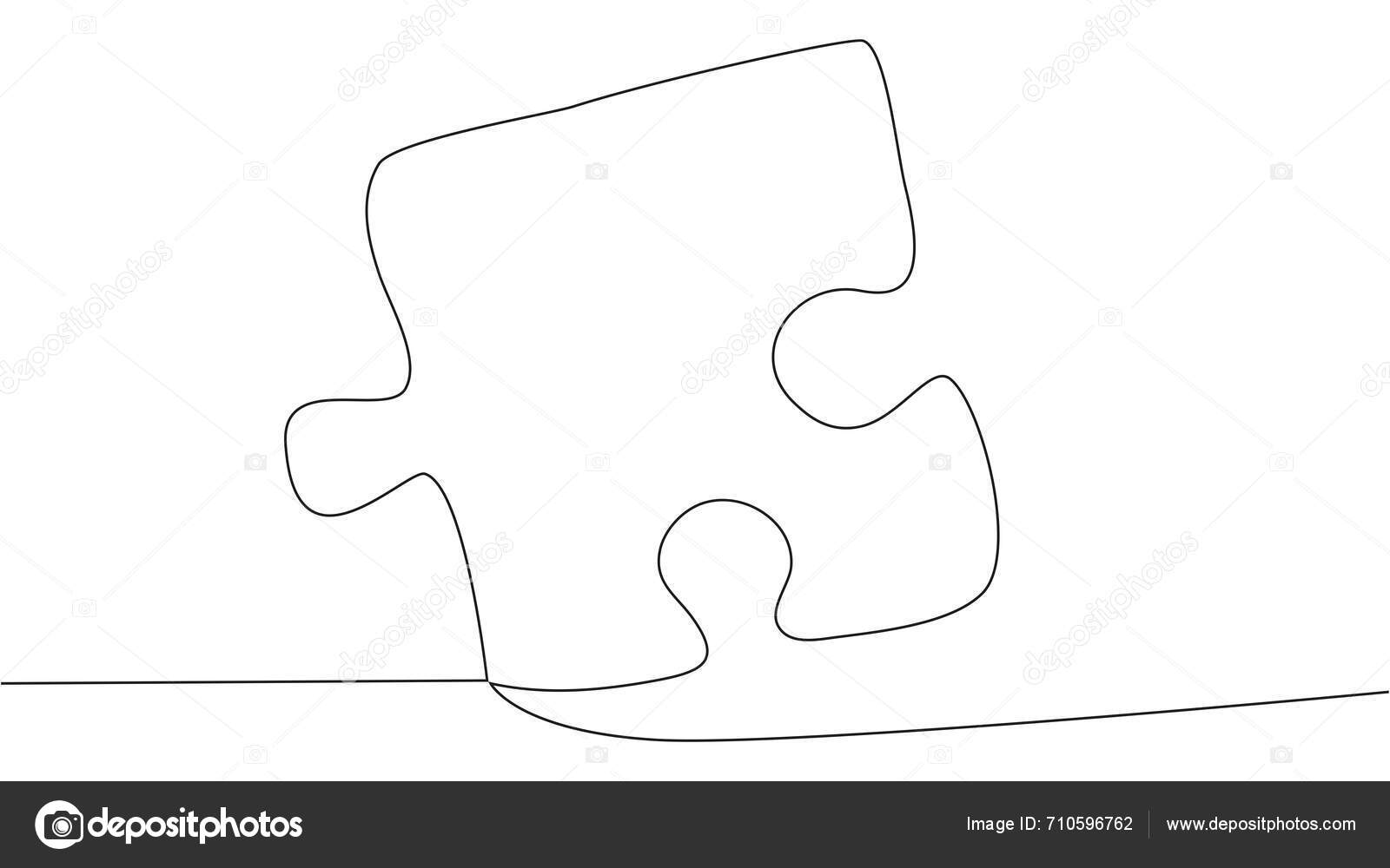 One Line Connecting Puzzle Pieces One Continuous Line Puzzle Element ...