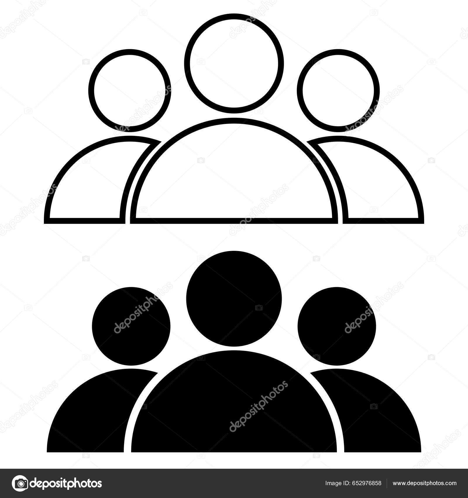 People Team Three Person Group Icon Set Flat Style Black Stock Vector ...