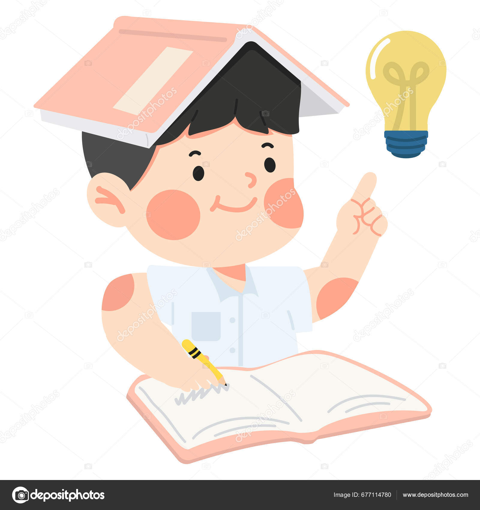 Kid Boy Writing Book Cartoon Stock Vector by ©focus_bell@hotmail.co.th ...