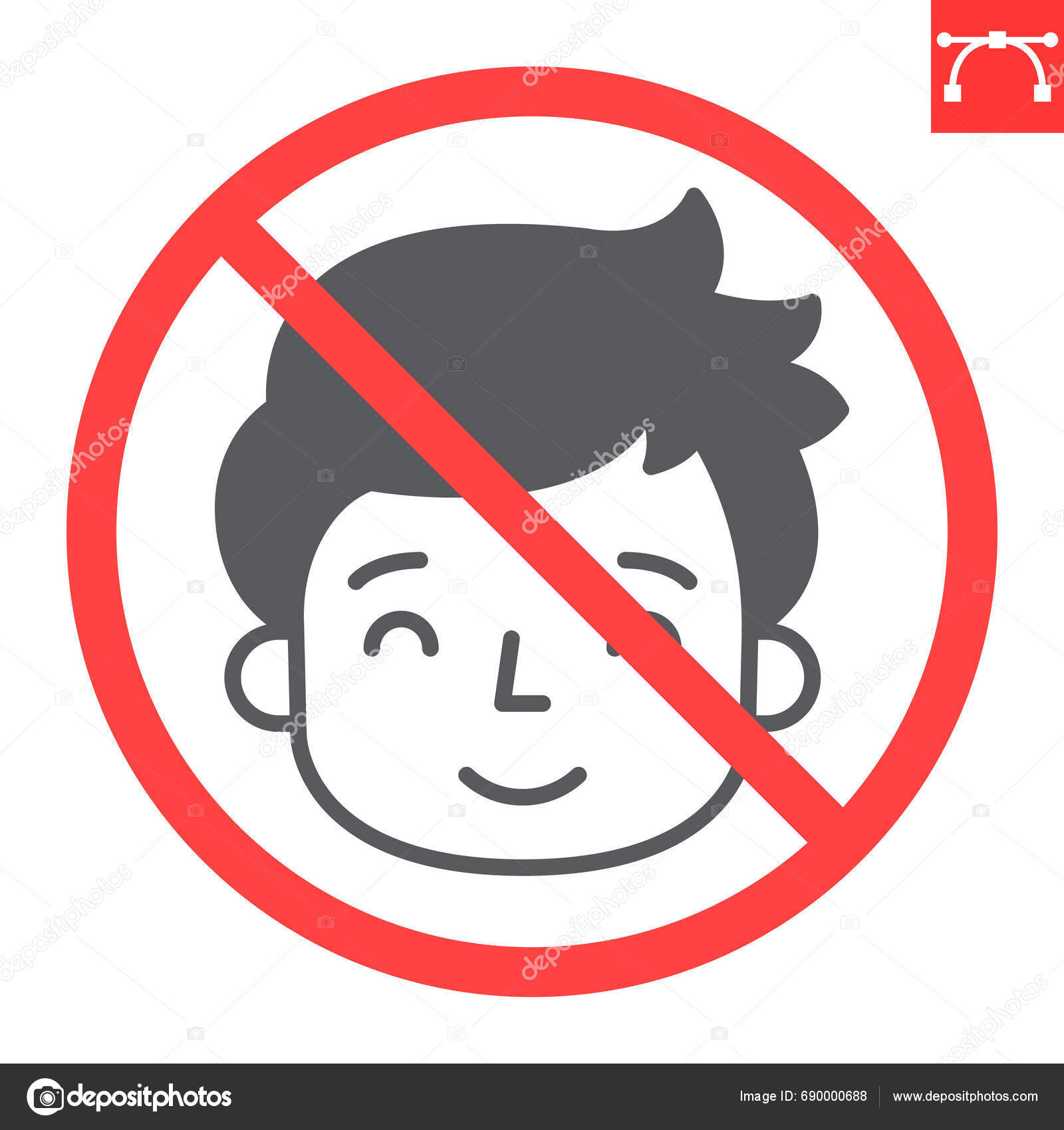 Children Glyph Icon Prohibition Forbidden Kids Sign Vector Graphics ...