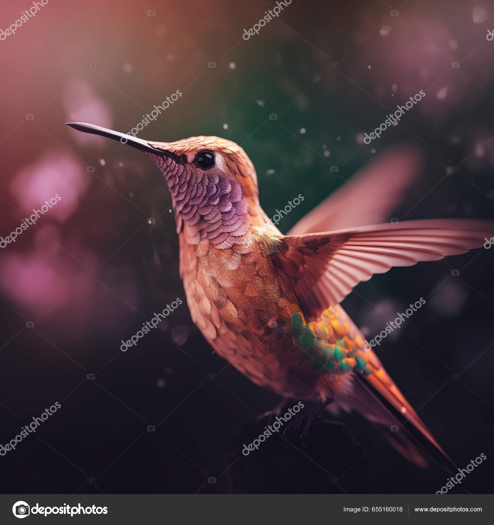 Colorful Hummingbirds Flying