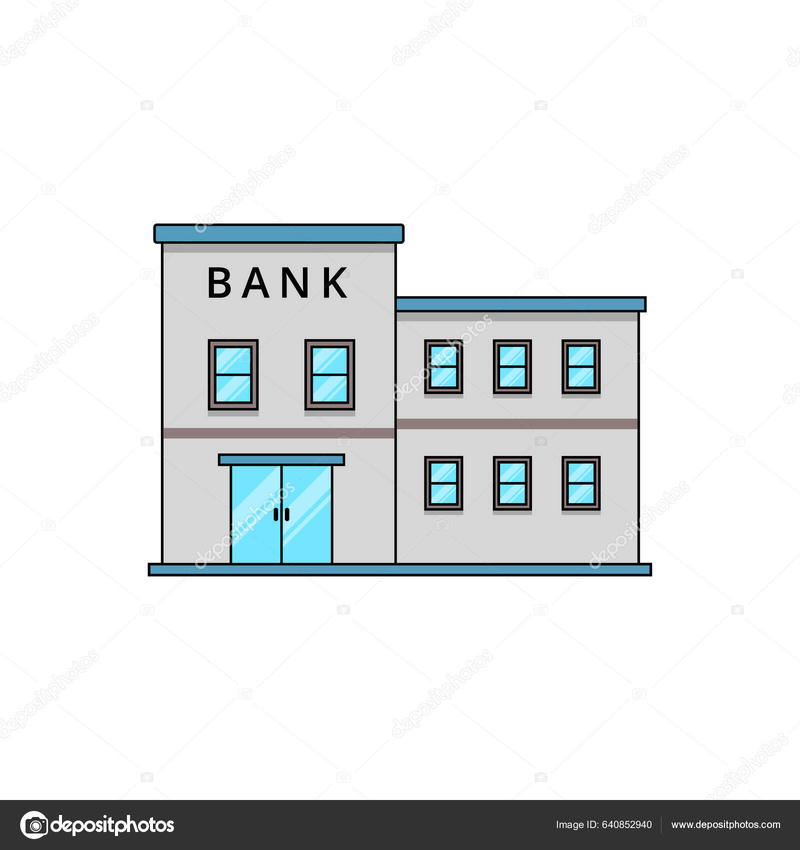 Illustration Vectorielle Bâtiment Banque Style Dessin Animé Isolé Sur ...