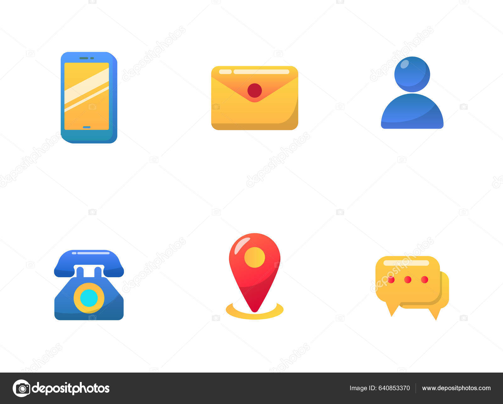 Set Contact Icon Colorful Design Isolated White Background Stock Vector ...