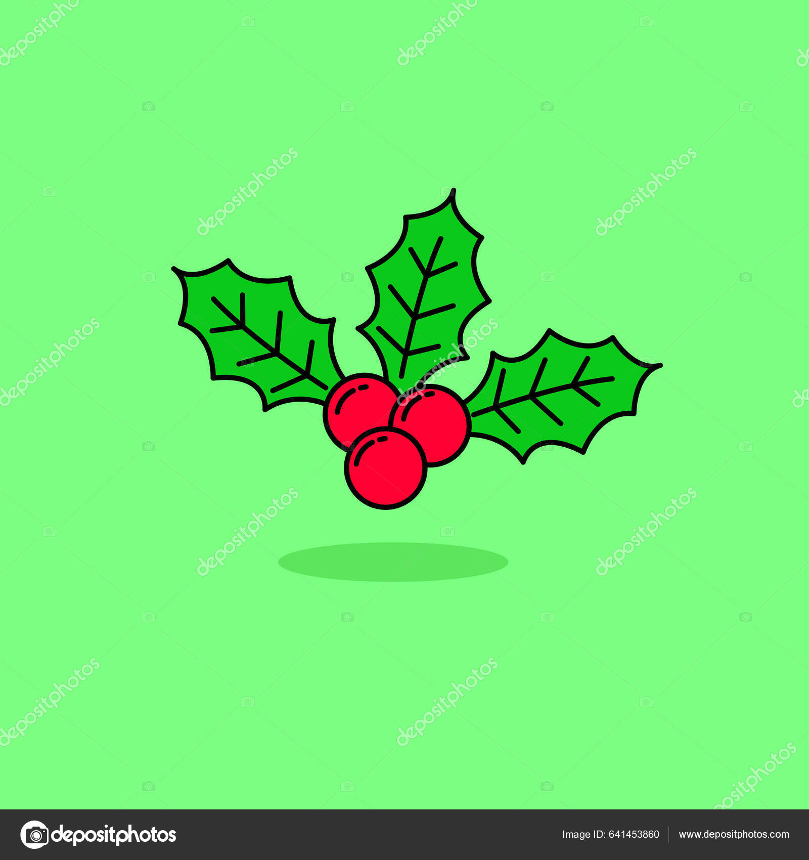 Mistletoe Vector Illustration Isolated Green Background Linear Color ...