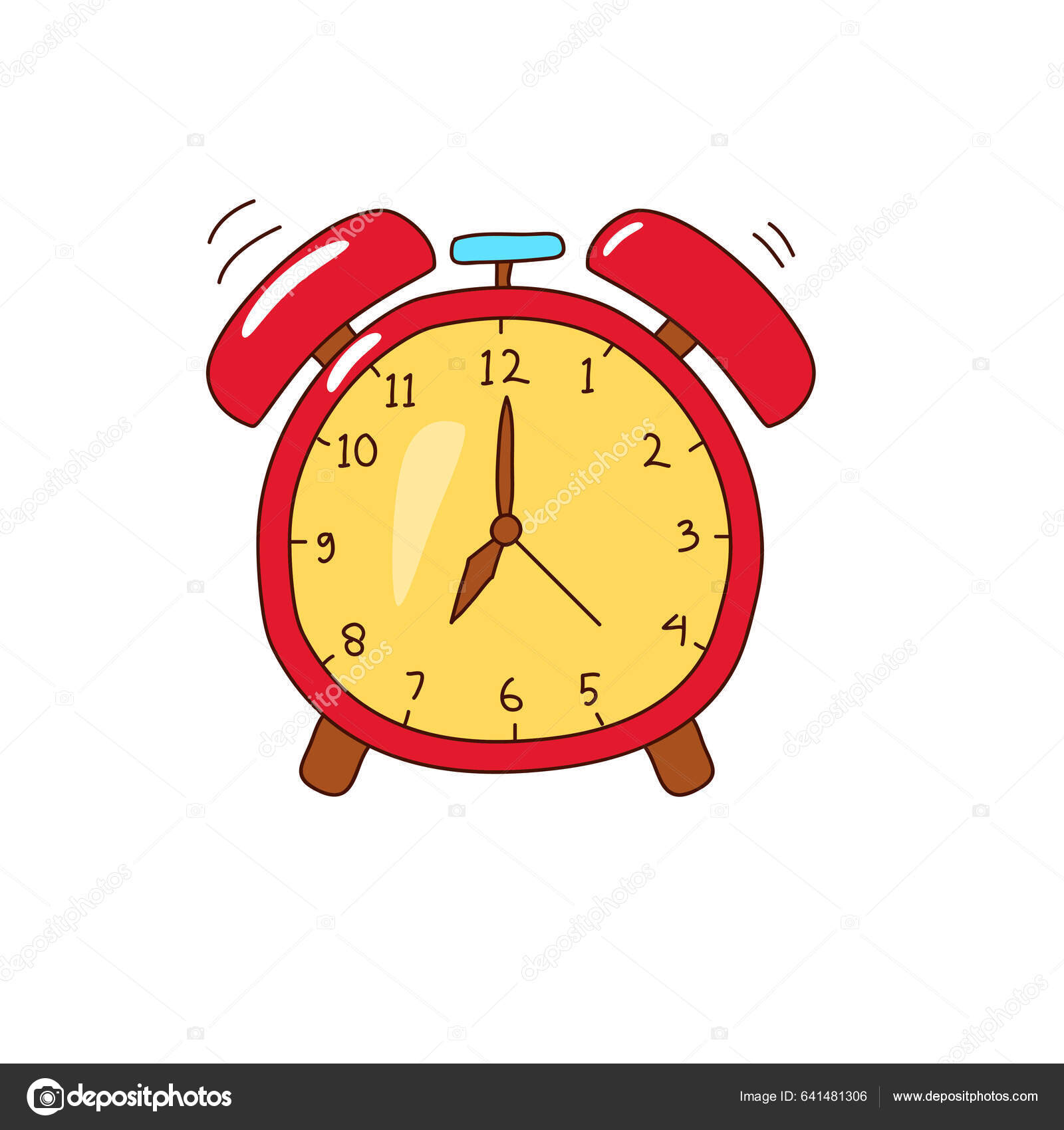 Alarm Clock Vector Illustration Hand Drawn Style Isolated White ...