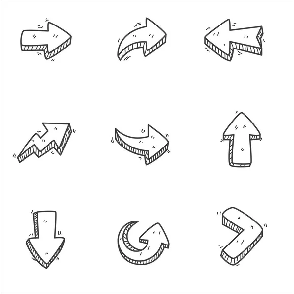 Set Colorful Arrow Vector Illustration Cute Doodle Hand Drawn Style ...
