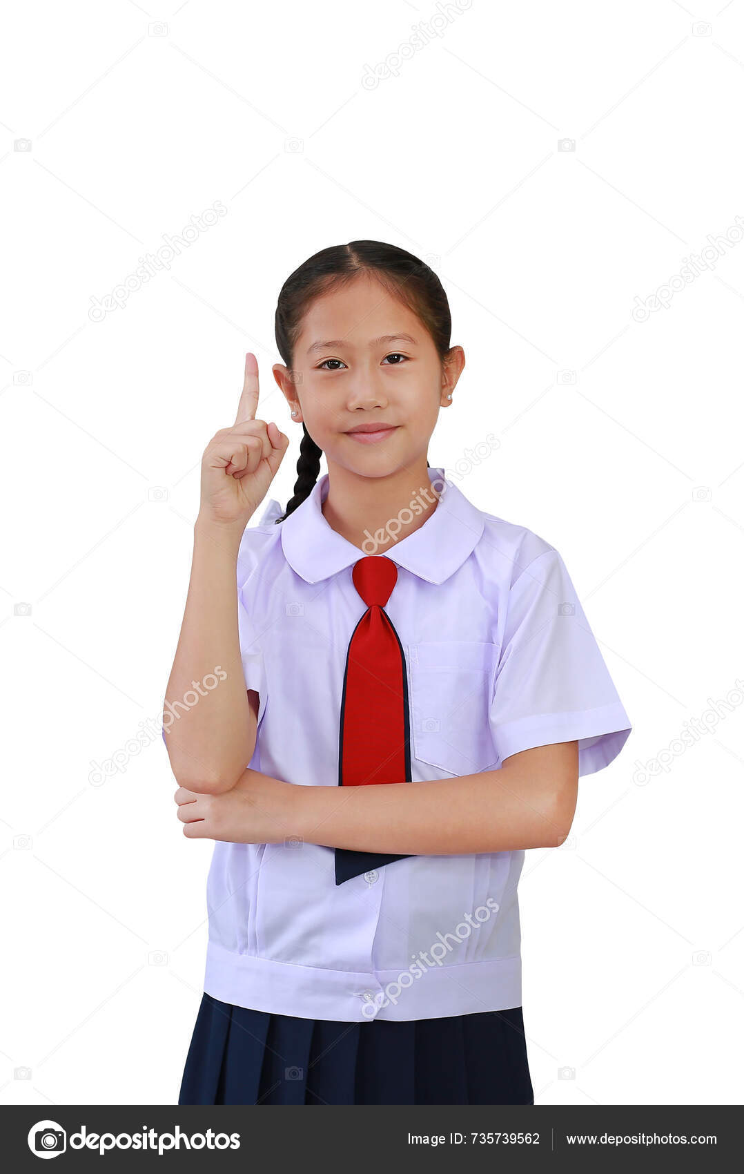 Smiling Asian Schoolgirl Primary Elementary School Uniform Show Index ...