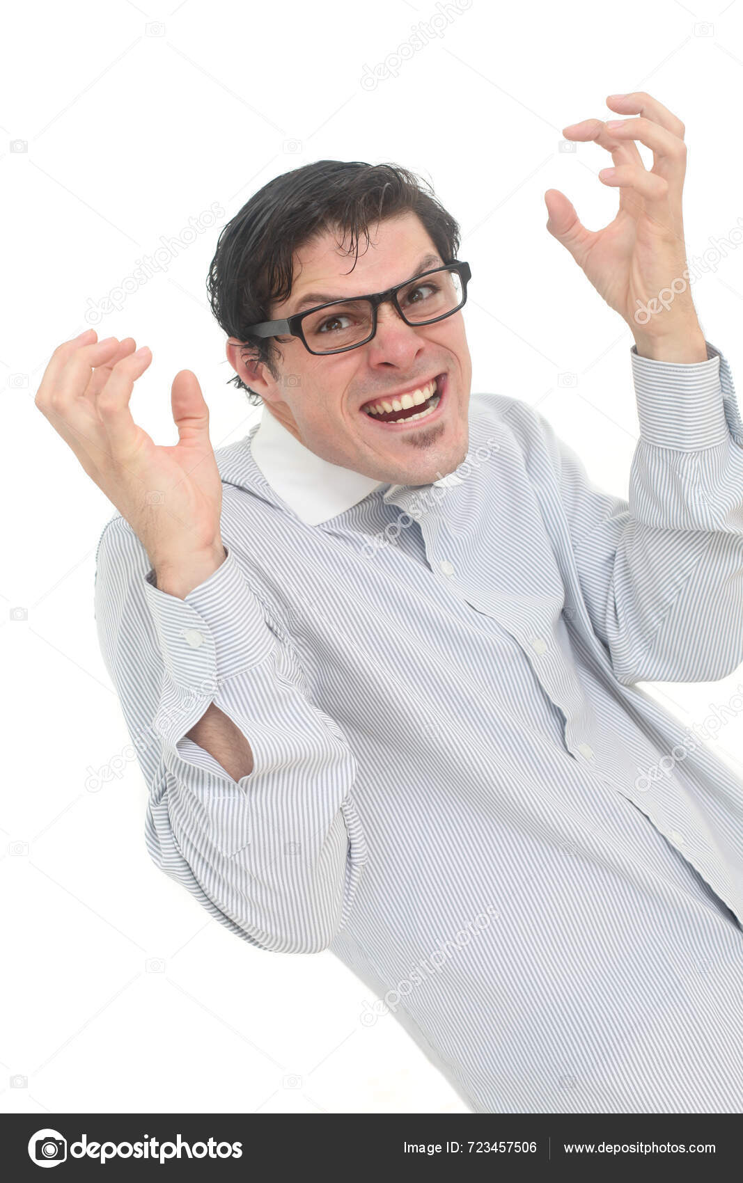 Portrait Evil Screaming Nerd White Background — Stock Photo © atikinka ...