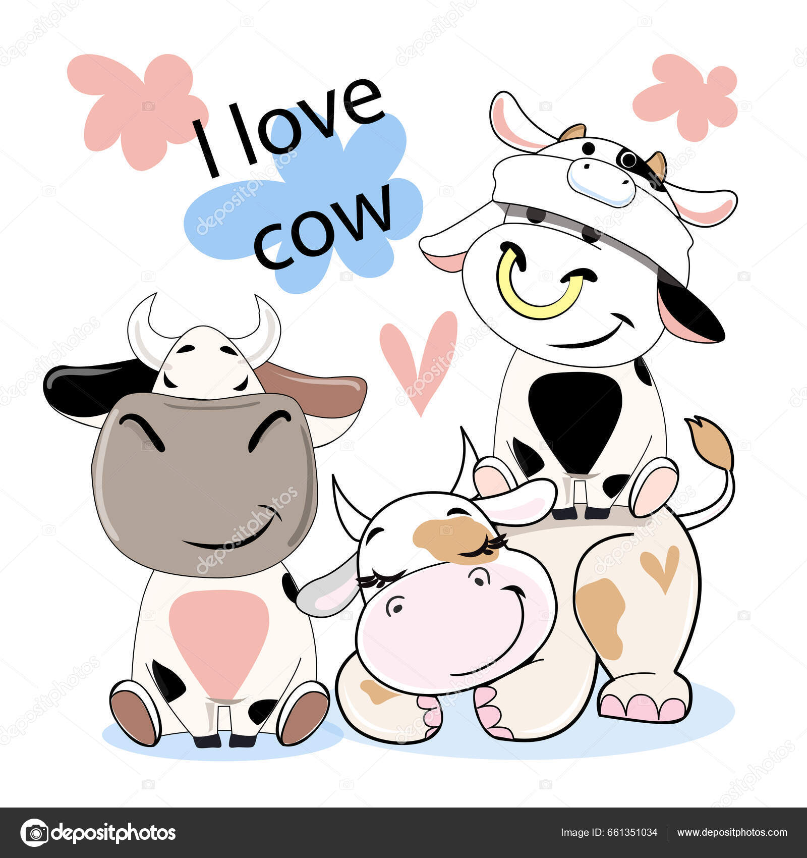 Cute Animated Cows In Love