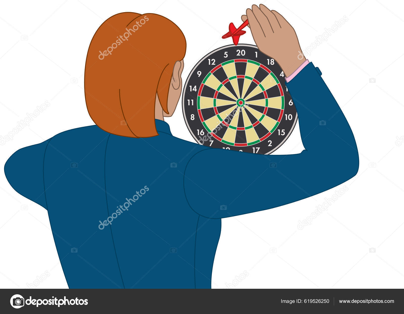 Businesswoman Throwing Dart Dart Board Isolated White Background Stock ...