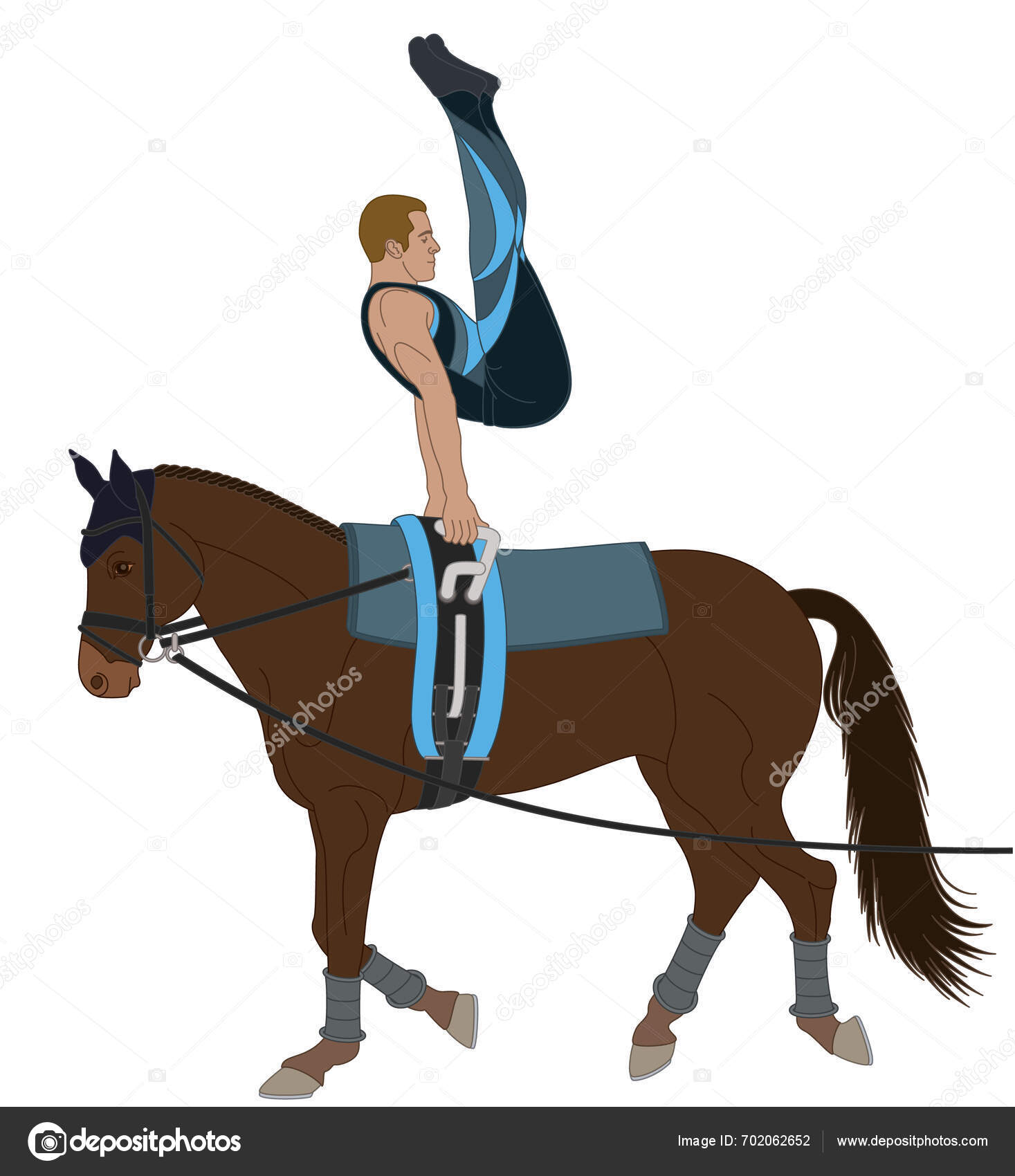 Equestrian Vaulting Male Vaulter Horseback Artistic Pose Isolated White ...