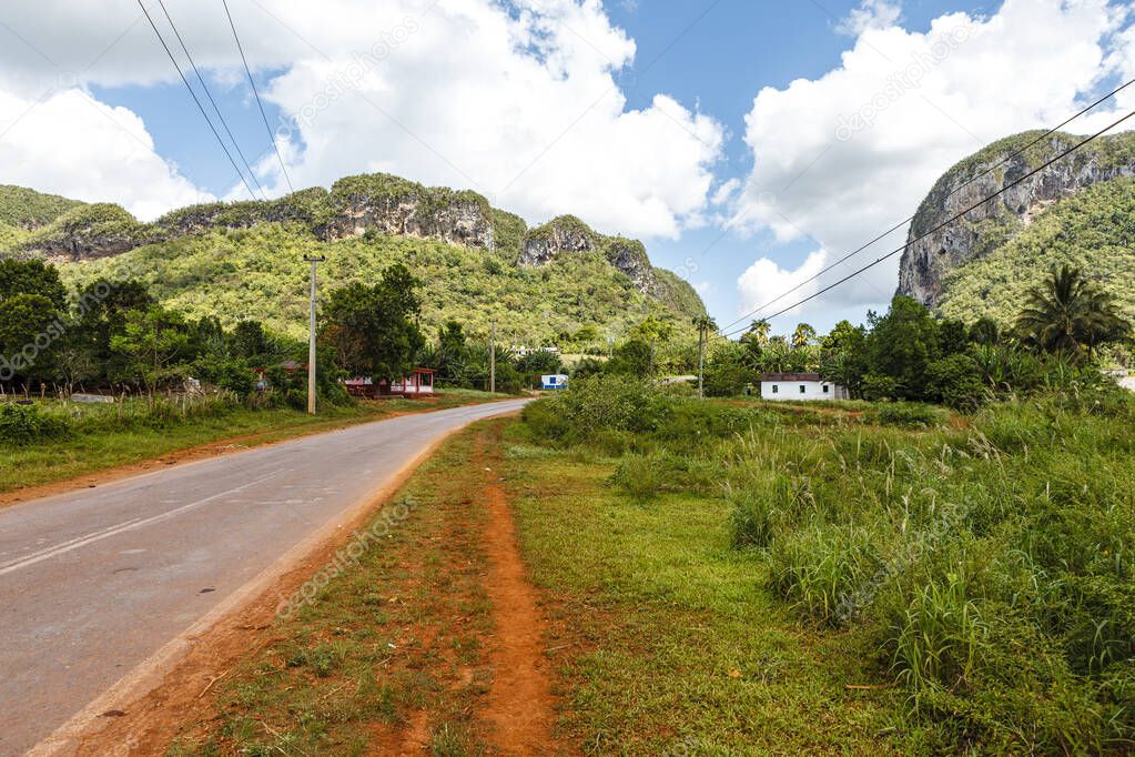 The Valley of Vinales with its big mogotes mountains and tobacco ...