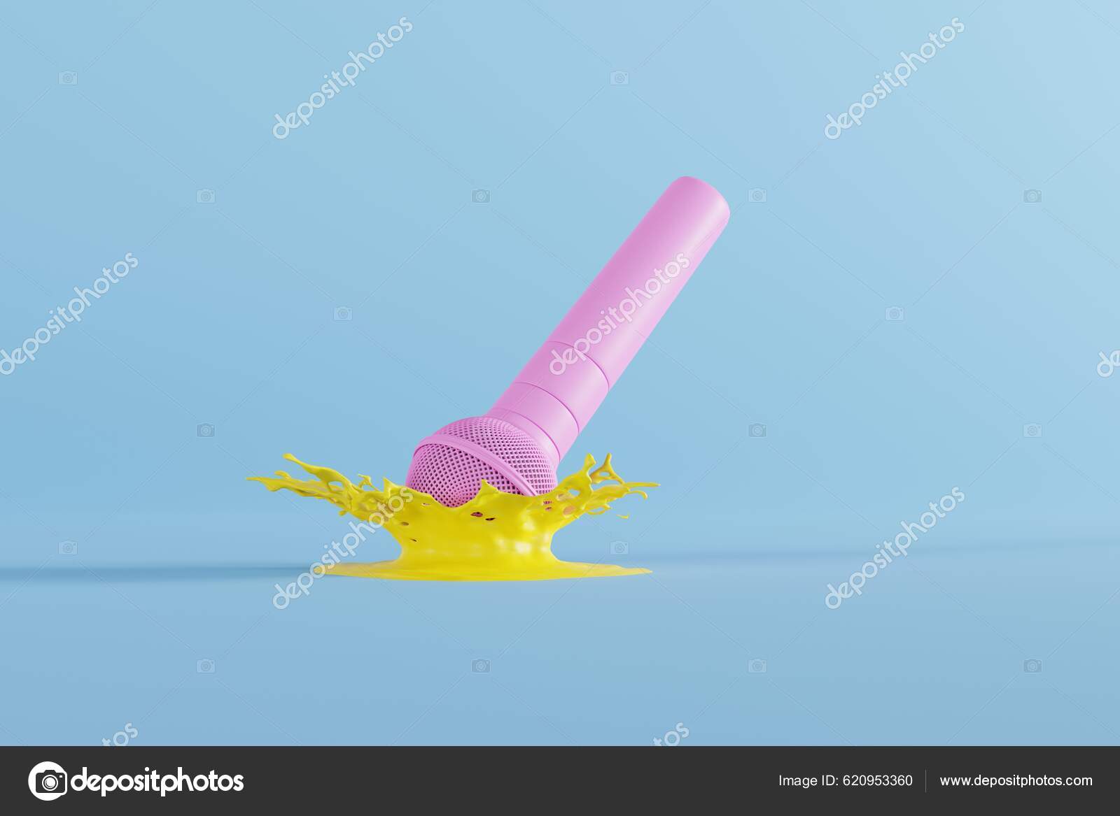 Microphone Falling Ground Splash Water Concept Technology Singing ...