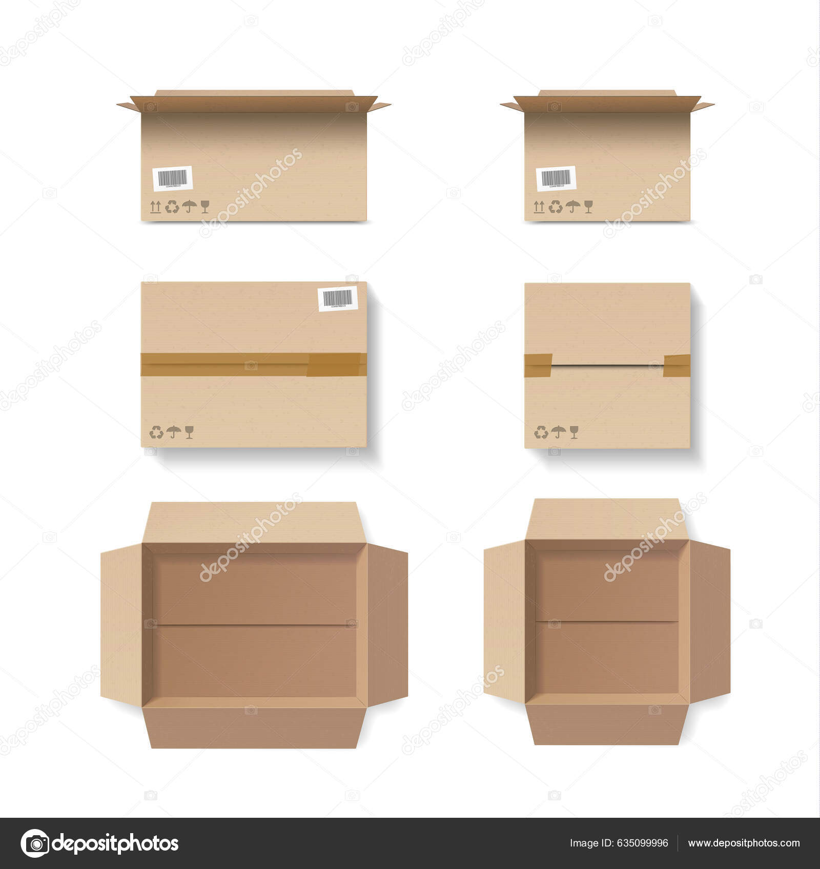 Set Closed Open Cardboard Boxes Tape Icons Stickers Vector Mockup Stock ... Set Closed Open Cardboard Boxes Tape Icons Stickers Vector Mockup Stock ...