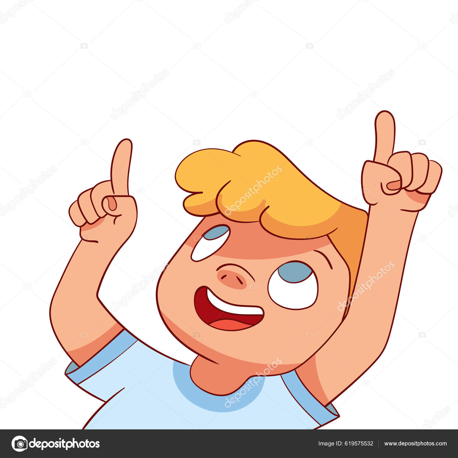 Chico Señala Dedo Hacia Arriba Plantilla Para Diseño Niños Personajes ...