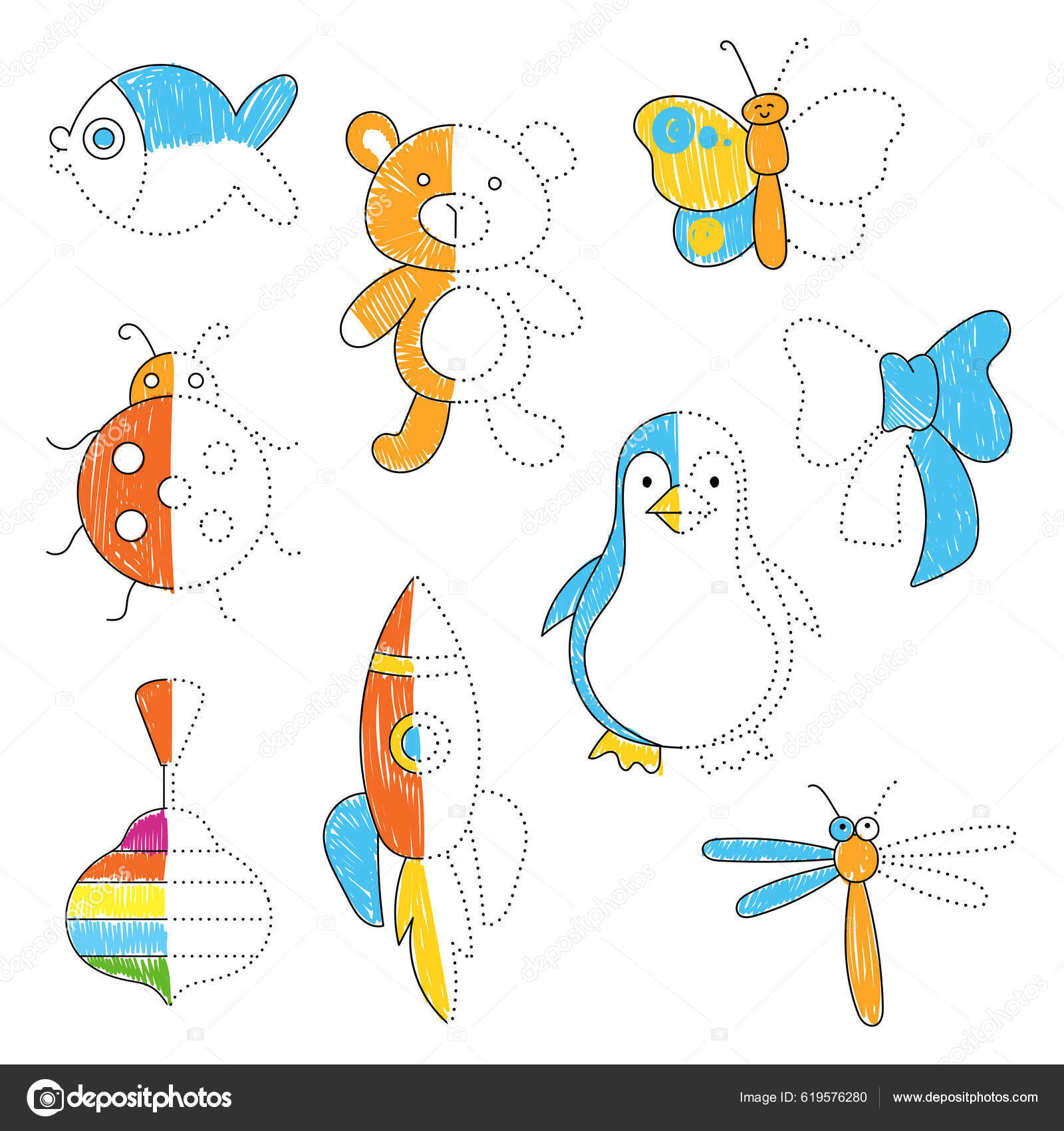 Conecta Los Puntos Termina Dibujo Punto Punto Dibuja Una Línea Vector ...