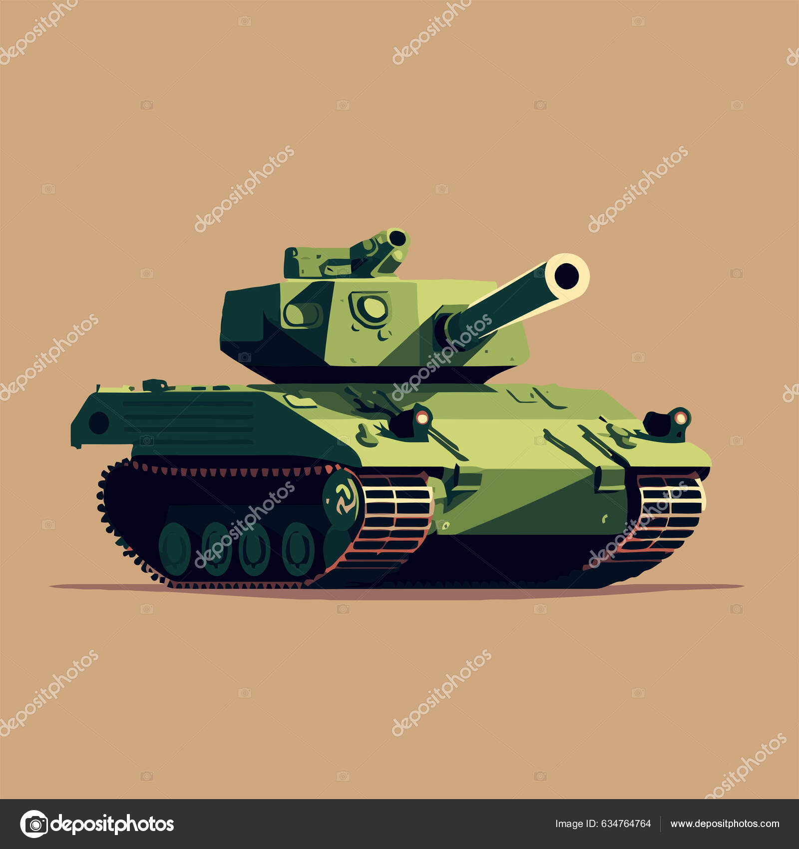 Militaire Tank Cartoon Military Tank. Vector Illustration In Flat