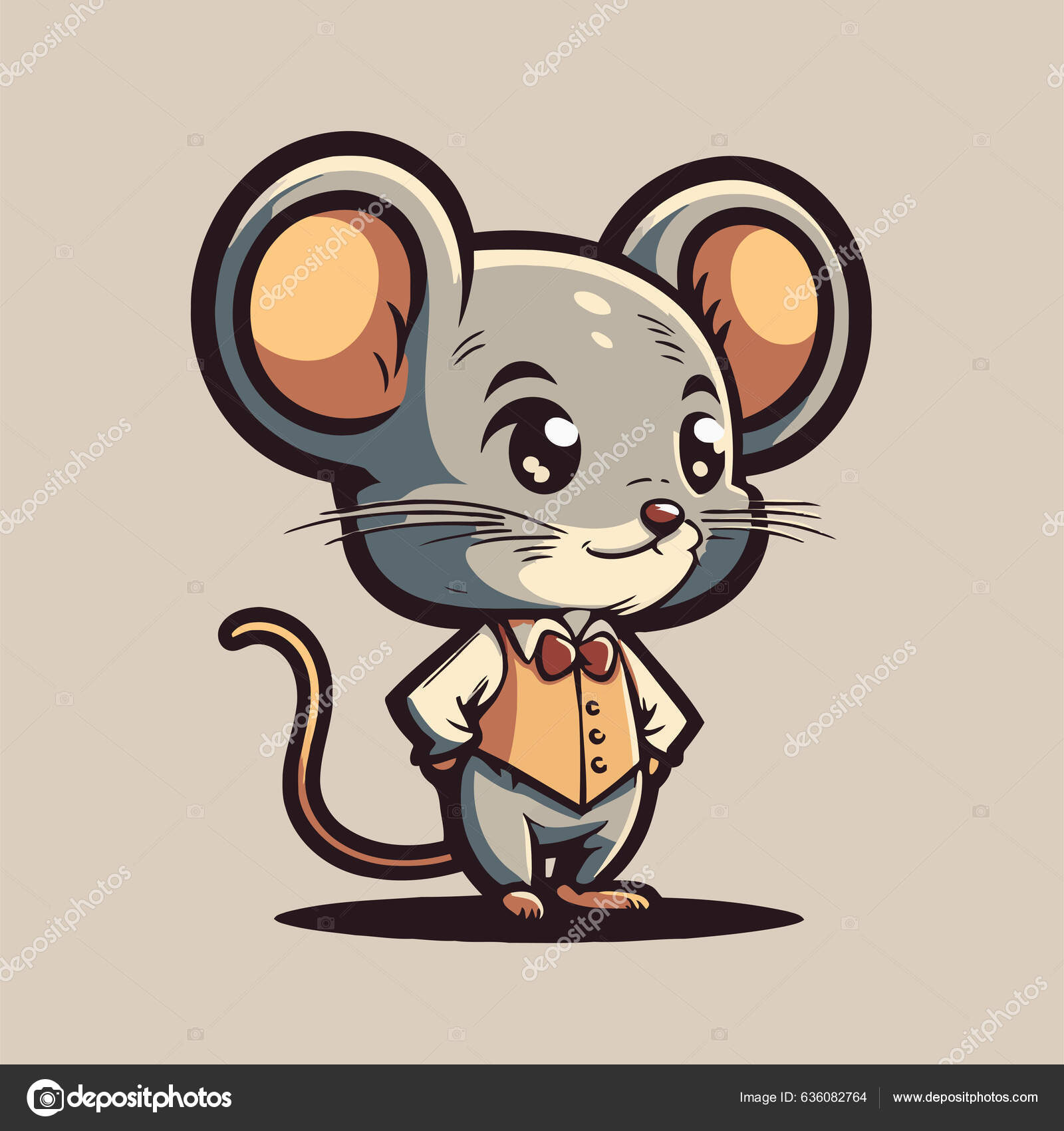 Cartoon Mouse Logo Design Template Vector Illustration Cute Cartoon ...