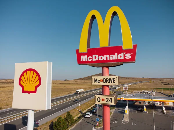 Drazhevo November 2022 Mcdonalds Mcdrive Sign Shell Gasl Station ...