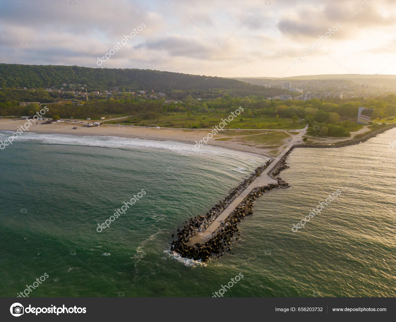 Aerial Top View Sea Beach Forest Its Beautiful Natural Landscape Stock ...