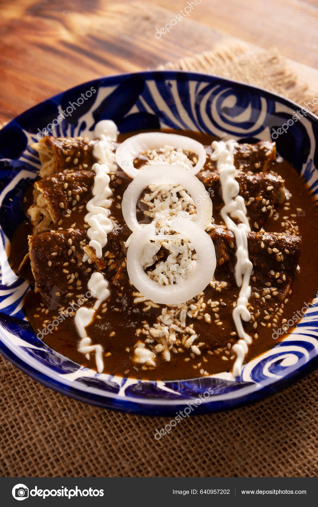 Chicken Enmoladas Also Known Mole Poblano Enchiladas Typical Mexican ...