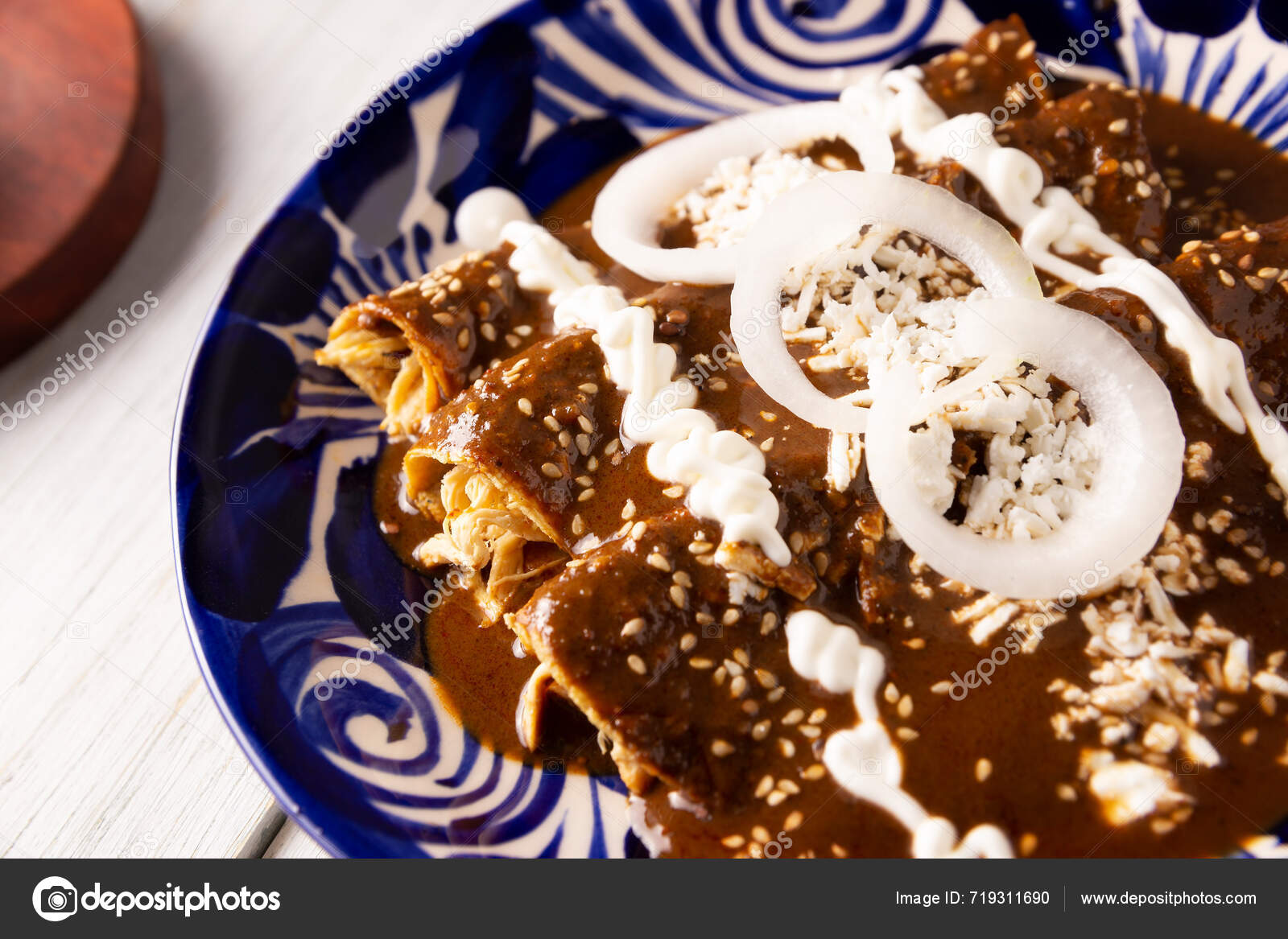 Chicken Enmoladas Also Known Mole Poblano Enchiladas Typical Mexican ...