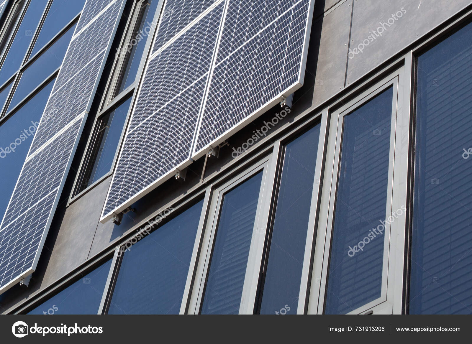 Modern Building Solar Panels — Stock Photo © MAXSHOT #731913206