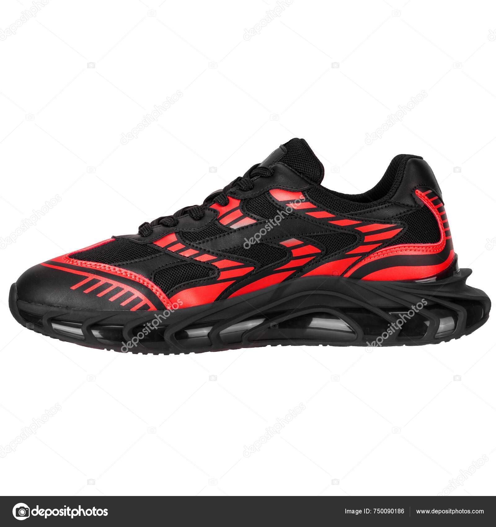 Black Red Athletic Shoe Side View — Stock Photo © MAXSHOT #750090186