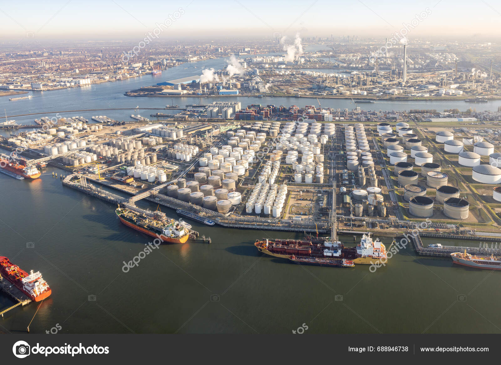 Aerial View Dutch Industrial Park Botlek Rotterdam Harbors Chemical ...