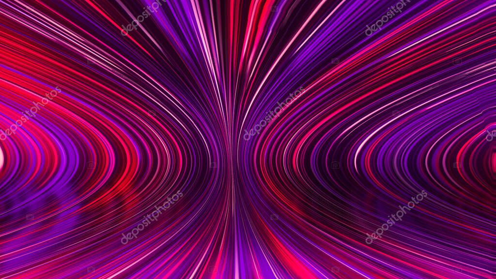 Representación en 3D de un fondo panorámico abstracto de neón con rayos ...