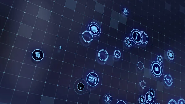 3D rendering the concept of cloud technologies and server data ...