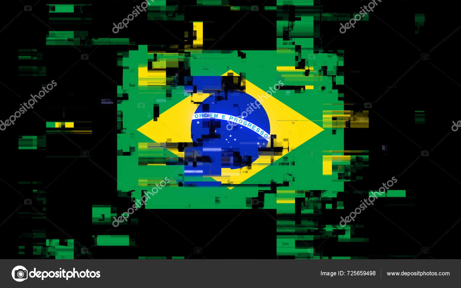 Rendering Flag Brazil Screen Effects Technological Failures Spectacular ...