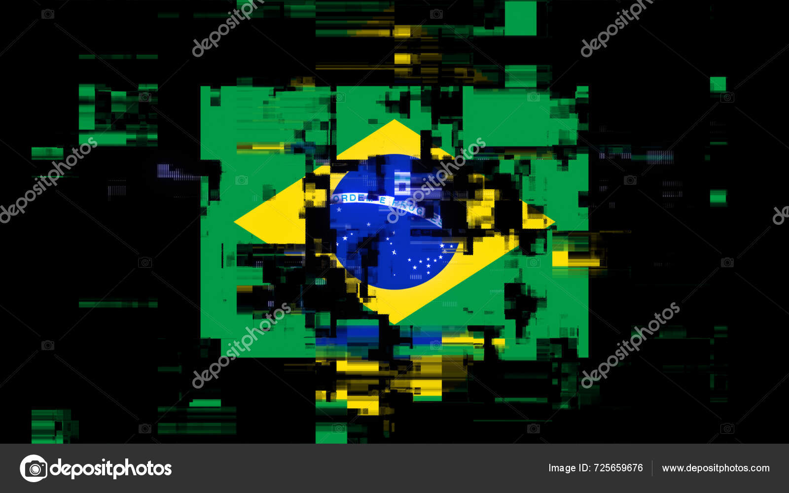 Rendering Flag Brazil Screen Effects Technological Failures Spectacular ...