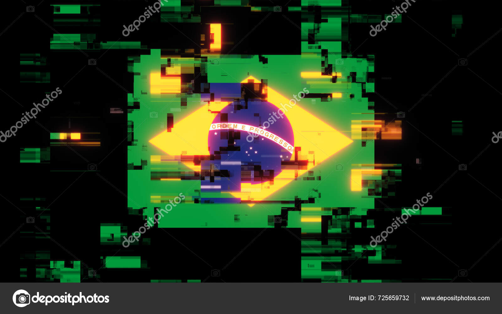 Rendering Flag Brazil Screen Effects Technological Failures Spectacular ...