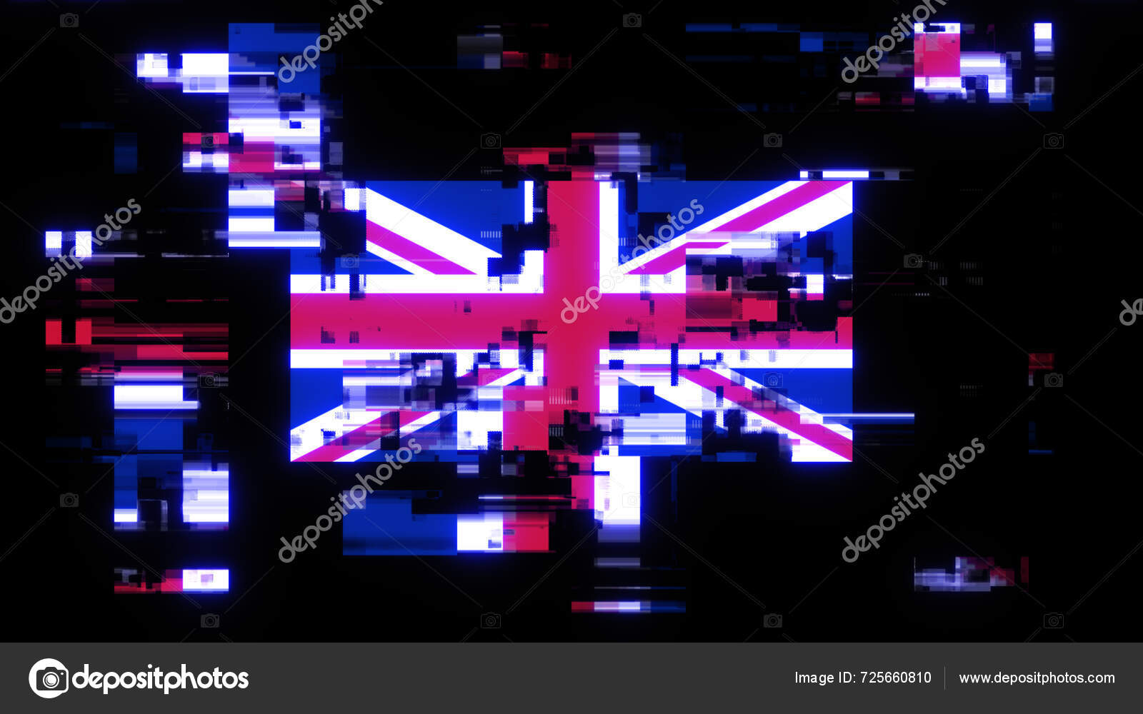 Rendering Flag Great Britain Screen Effects Technological Failures ...