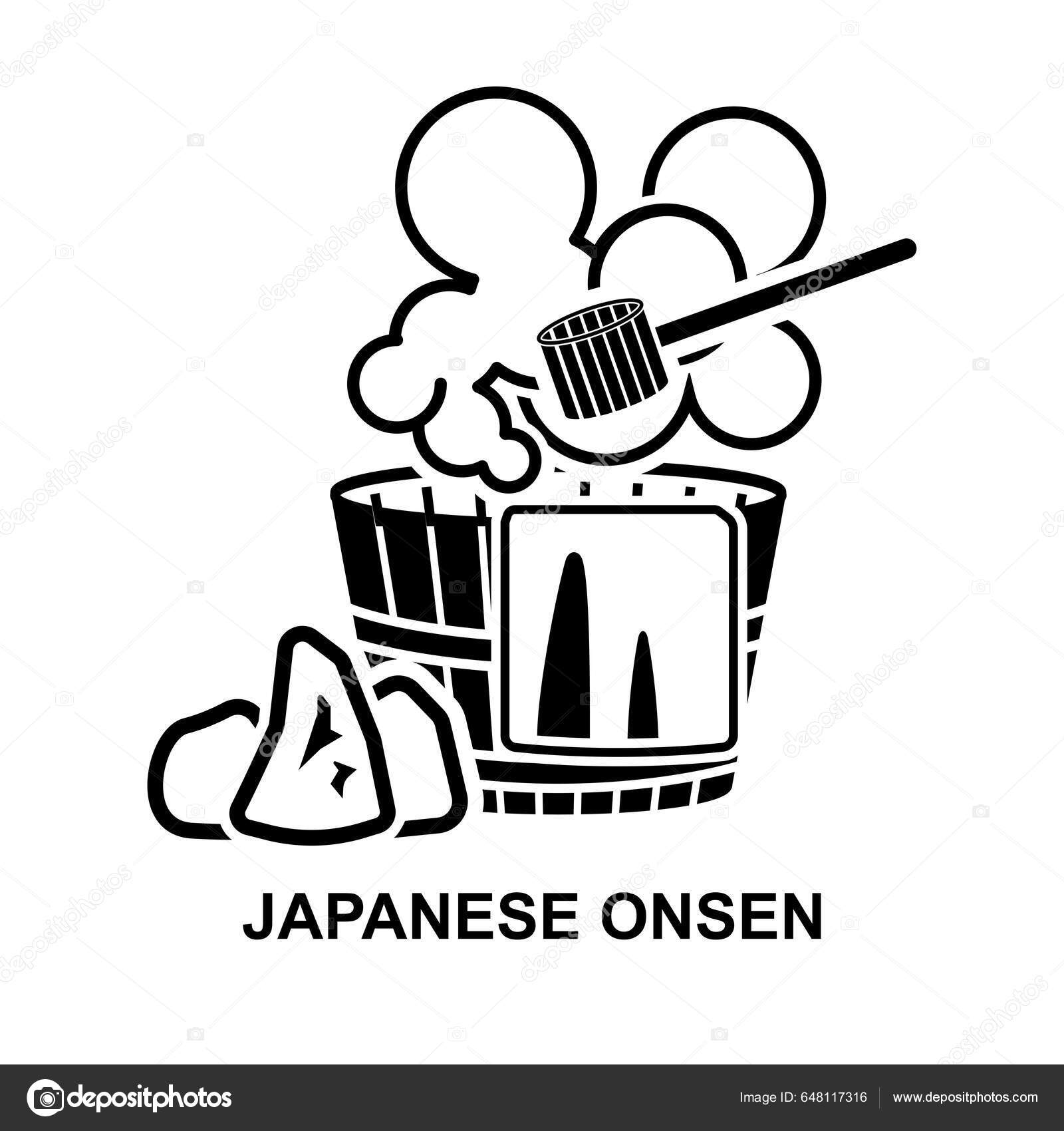 Japanese Onsen Icon Hot Spring Icon Isolated Background Vector ...