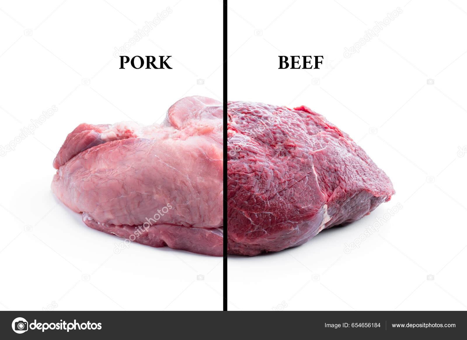 Fresh Raw Meet Split Half Tough Choice Beef Pork Concept — Stock Photo ...