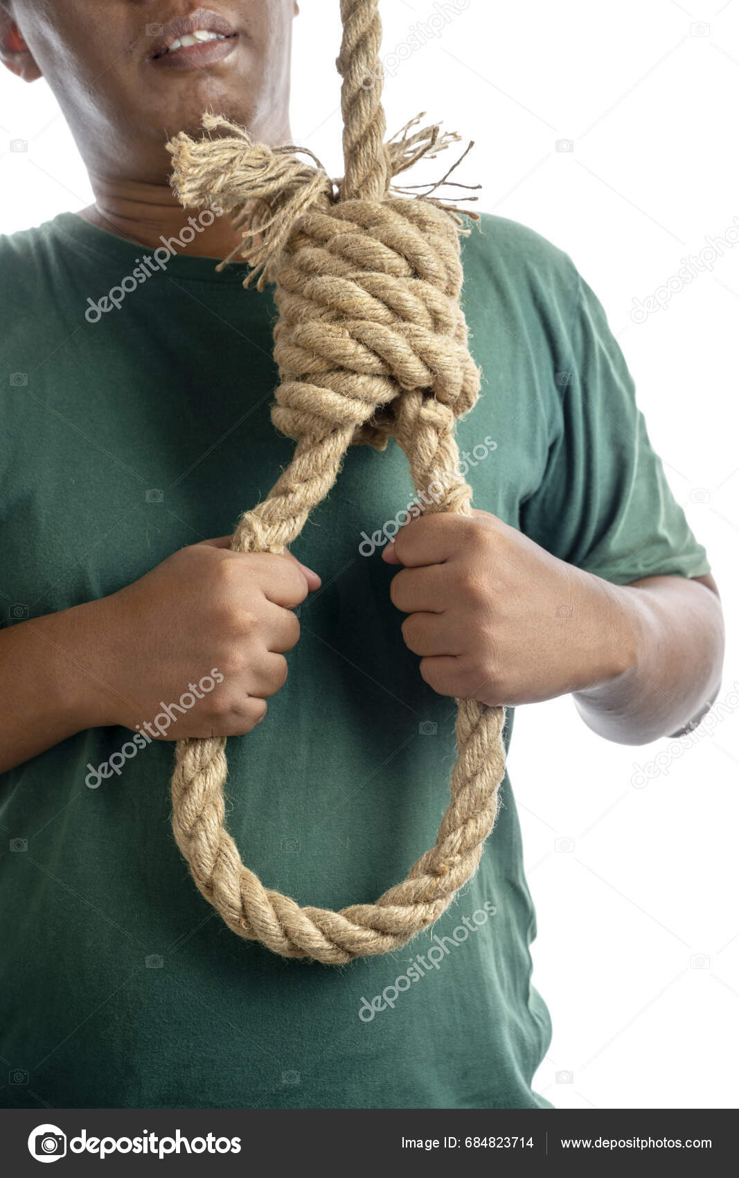 Man Hanged Rope Hangman Noose Knot Isolated White Background — Stock ...