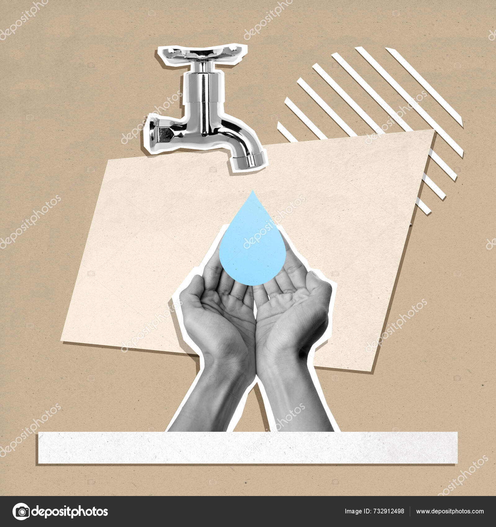 Water Fountain Shown Two Hands Holding Blue Water Droplet Image — Stock ...