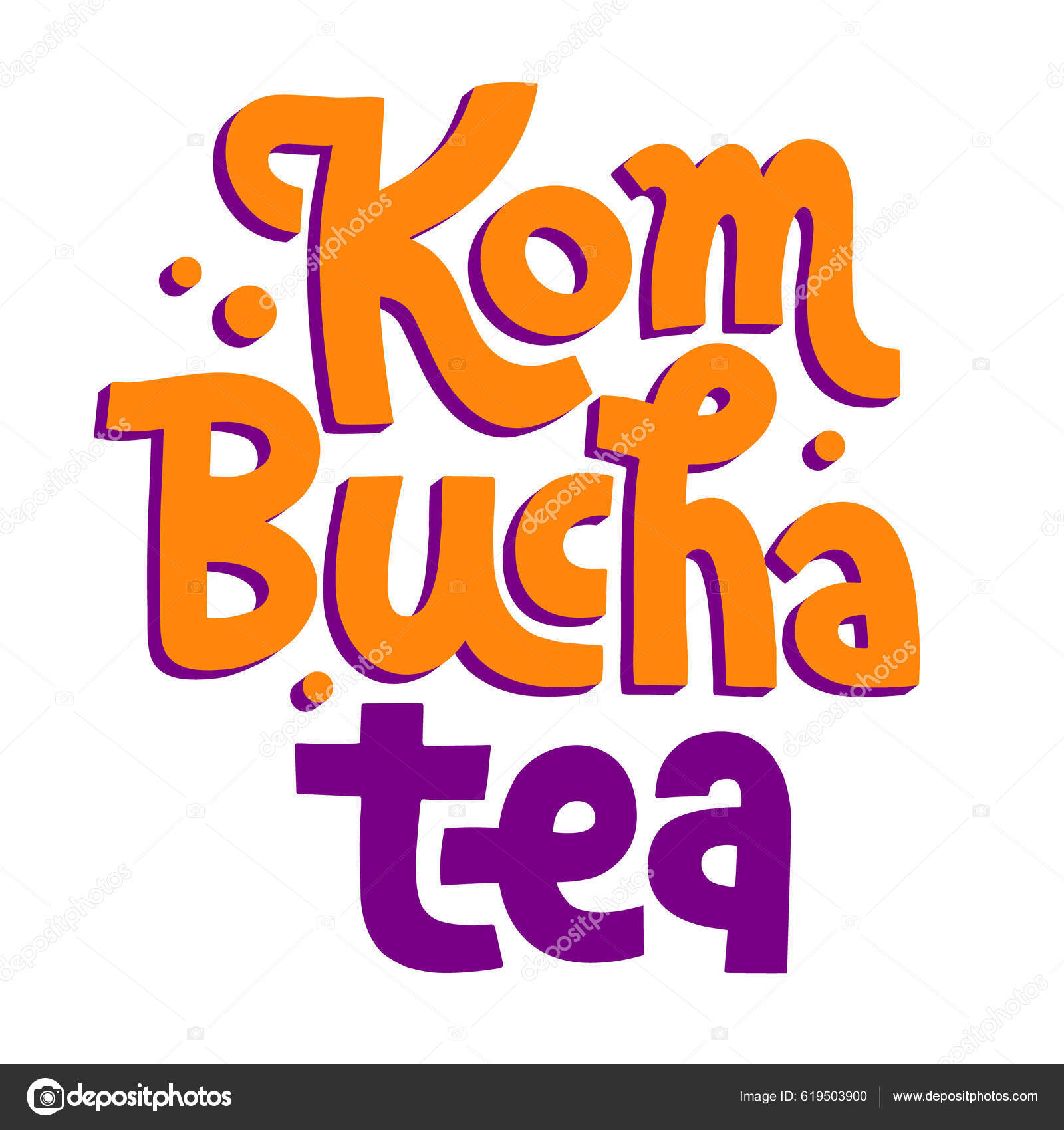 Kombucha Vector Hand Written Lettering Original Calligraphy Healthy ...