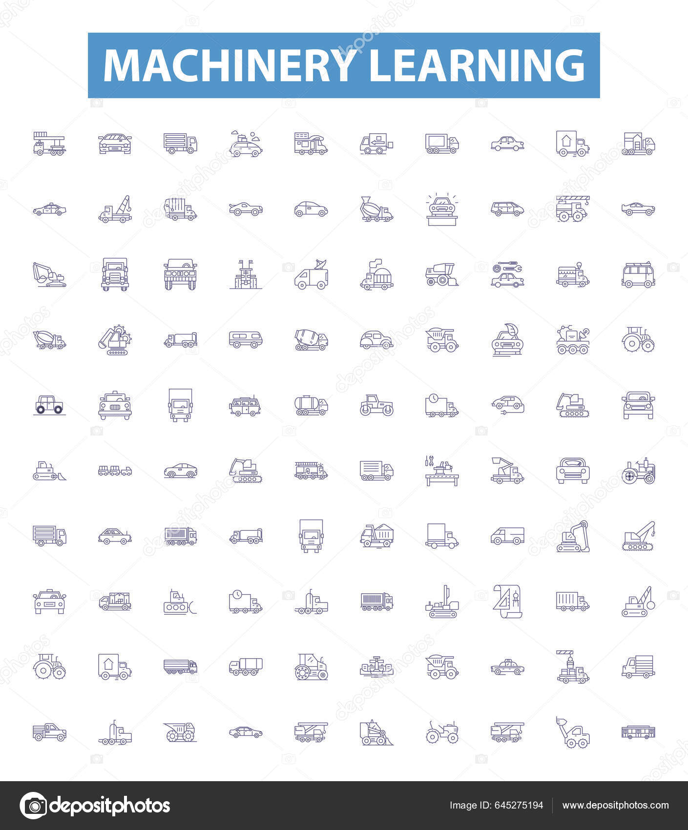 Machinery Learning Line Icons Signs Set Collection Machine Learning ...
