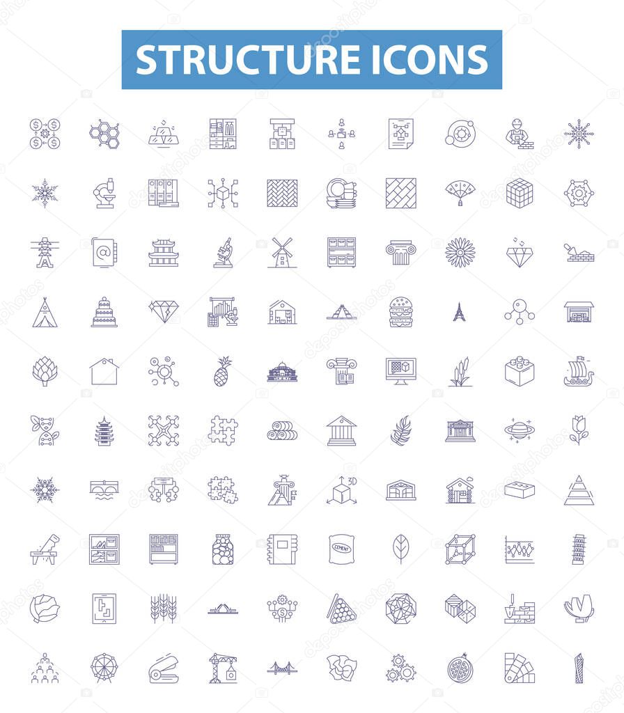 Estructura iconos línea iconos, signos establecidos. Colección de ...