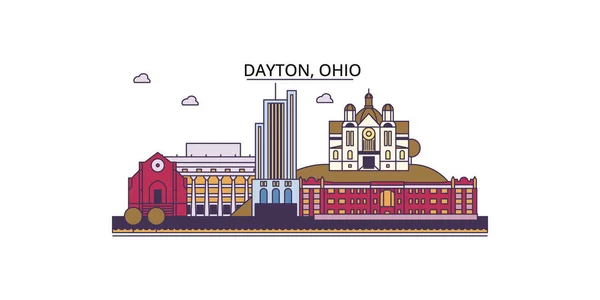 United States, Akron line travel skyline set. United States, Akron ...