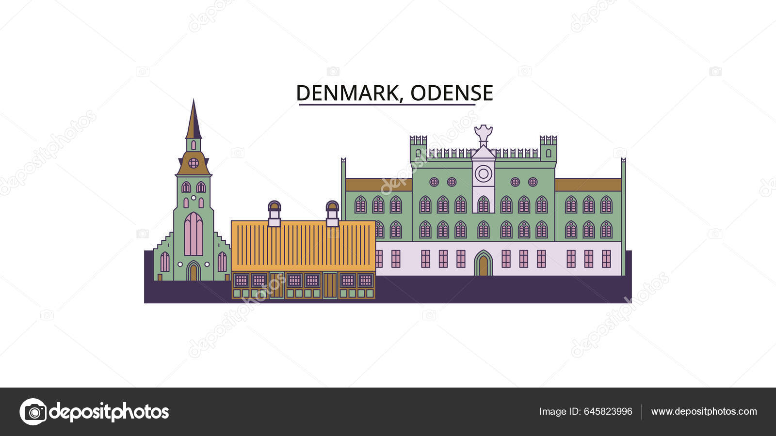 Denmark Odense Travel Landmarks Vector City Tourism Illustration Stock Vector by ©iconsgraph ...
