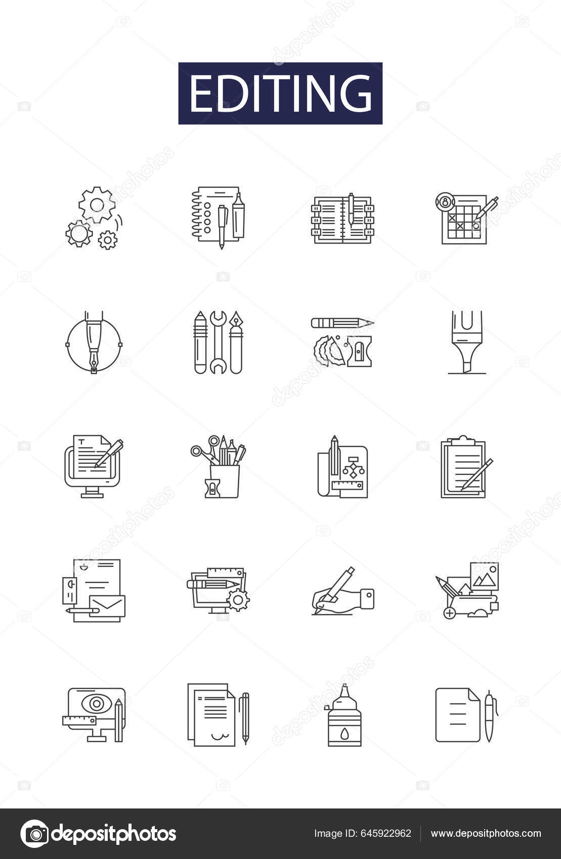 Editing Line Vector Icons Signs Line Vector Set Outline Symbol Stock ... Editing Line Vector Icons Signs Line Vector Set Outline Symbol Stock ...
