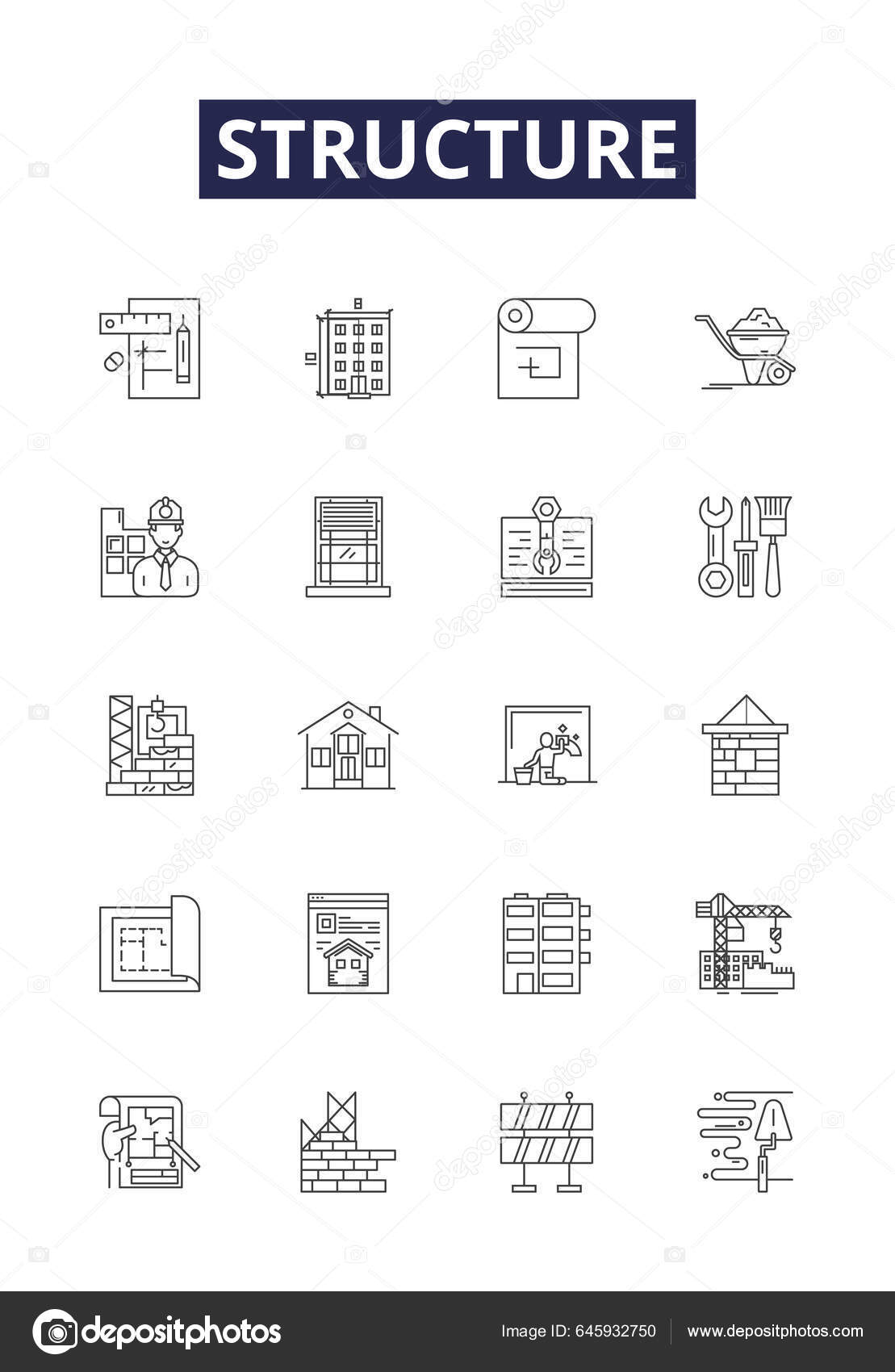 Structure Line Vector Icons Signs Business Organization Hierarchy ...